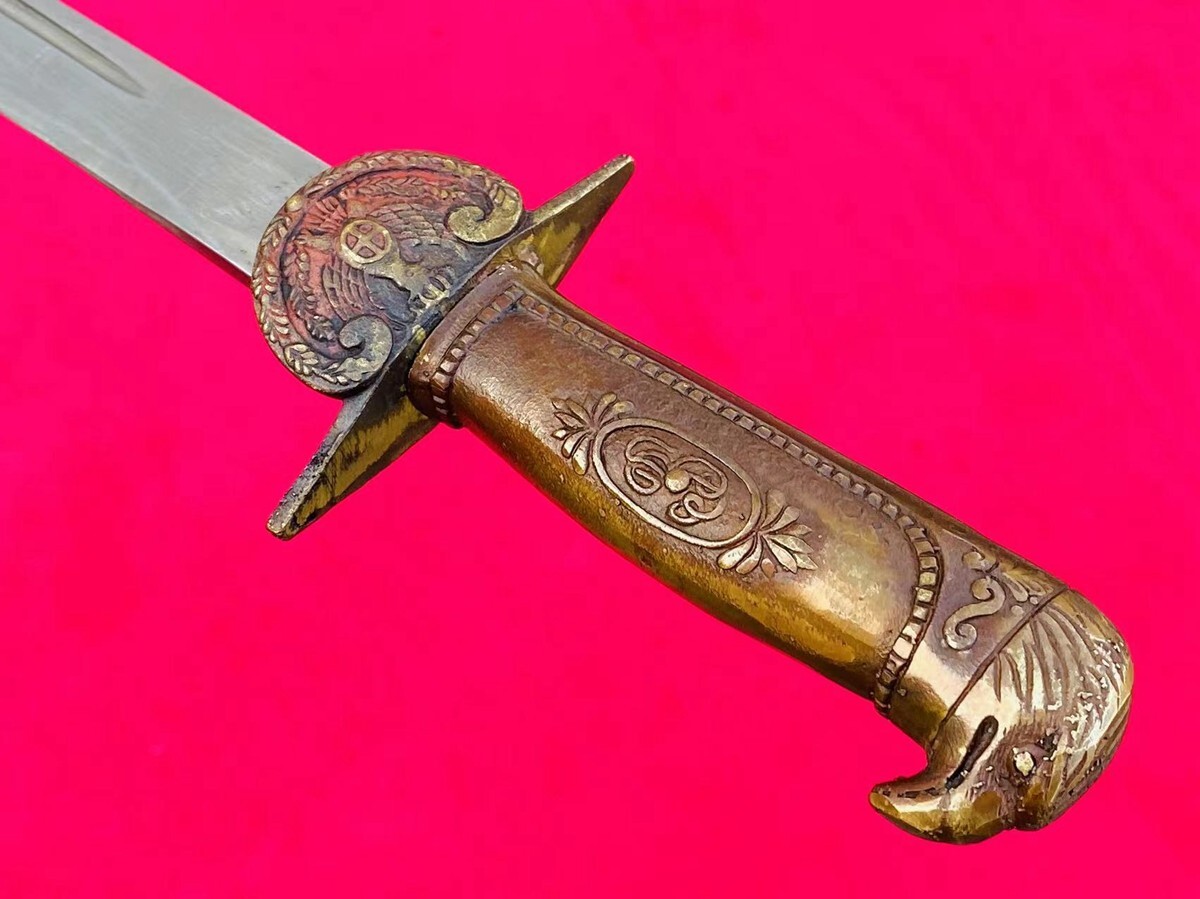 Military Short Sword Dagger Ninja Tanto Signature Blade Brass Saya ...