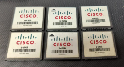 Lot of 6 Cisco 64MB and 128MB Compact Flash CF Memory Cards Router ...