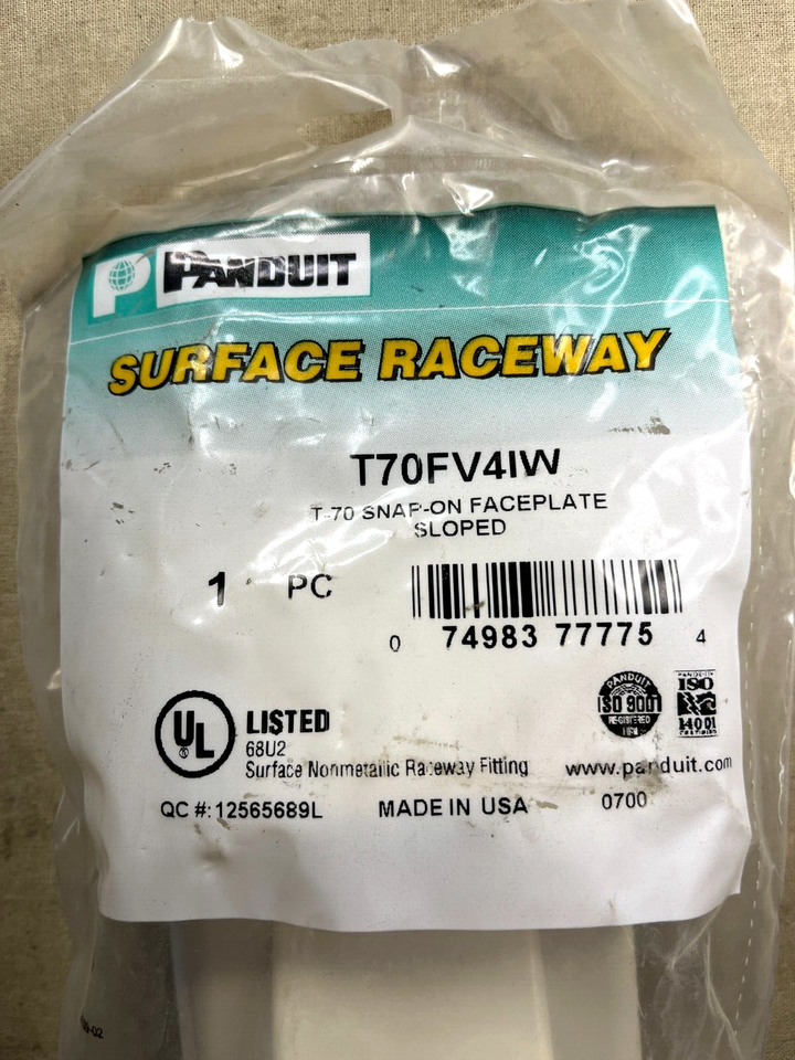 PANDUIT, SNAP-ON T-70 FACEPLATE SLOPED SURFACE RACEWAY WIRE ROUTING SYS ...