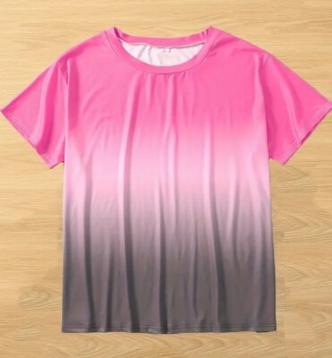Women's Plus Ombre Gradient Pink Gray Black Polyester Jersey Top Shirt ...