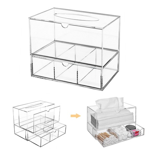 Acrylic Tissue Dispenser Box with Pull Out Drawer Clear Tissue Holder ...