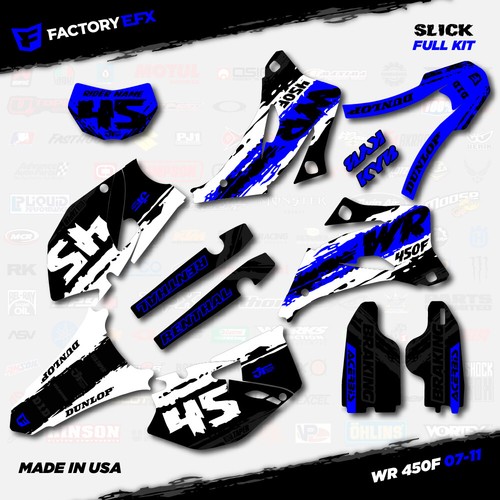 White & Blue Slick Racing Graphics Kit fits Yamaha WR450F 07-11 Decals ...