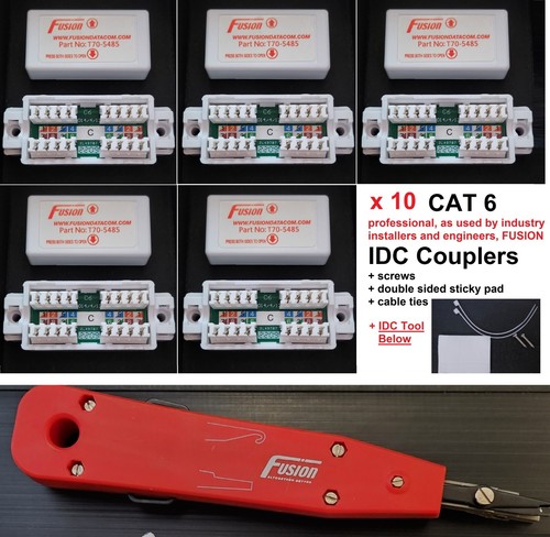 10 X CAT6 IDC 4 Pair 8 Way Junction Box Inline Coupler & IDC Punch Tool ...