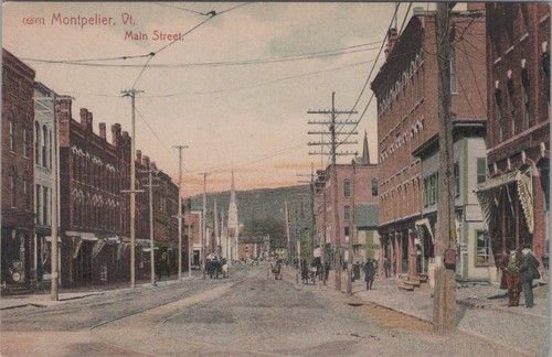 Main Street Montpelier VT Street Scene Stores Groceries Sign 1910s ...