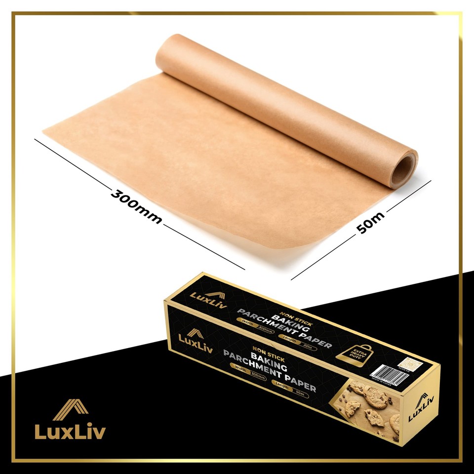 164ft x 11.8 Brown Parchment Paper Roll, 50m x 30cm, Unbleached, Non ...