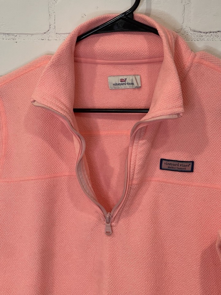 Vineyard Vines Womens Small | Coral | Pink Mockneck 1/4 Zip Logo Preppy ...