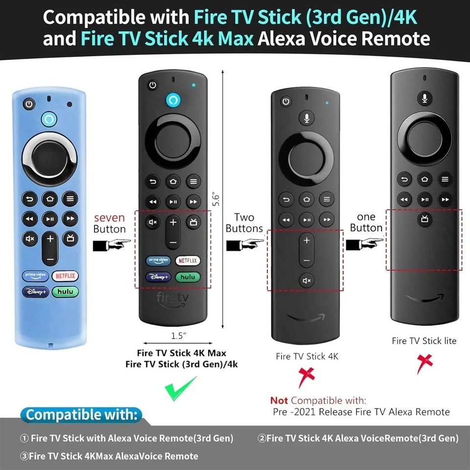 Silicone Remote Case Cover for 2021 Amazon Fire TV Stick 2nd Gen Alexa ...