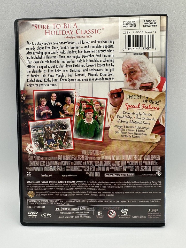 Fred Claus DVD Vince Vaughn & Paul Giamatti (Great Condition ...