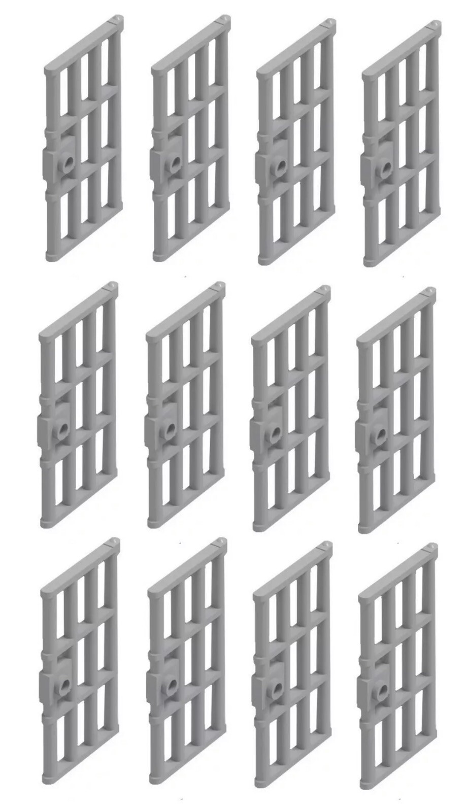Lego 12 Pieces Light Bluish Gray 1x4x6 Barred Door With Stud Handle ...