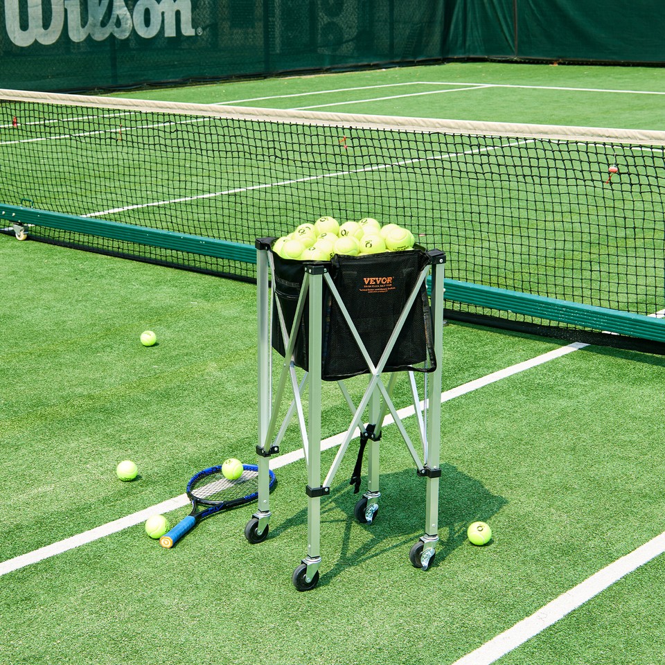 Tennis Ball Hopper Basket Teaching Tennis Ball Cart with Wheels 180 ...