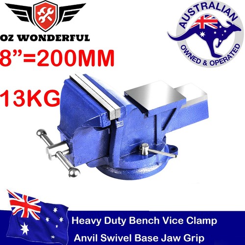8“200mm Heavy Duty Bench Vices Cast Iron w Anvil Grip Clamp Swivel Base ...
