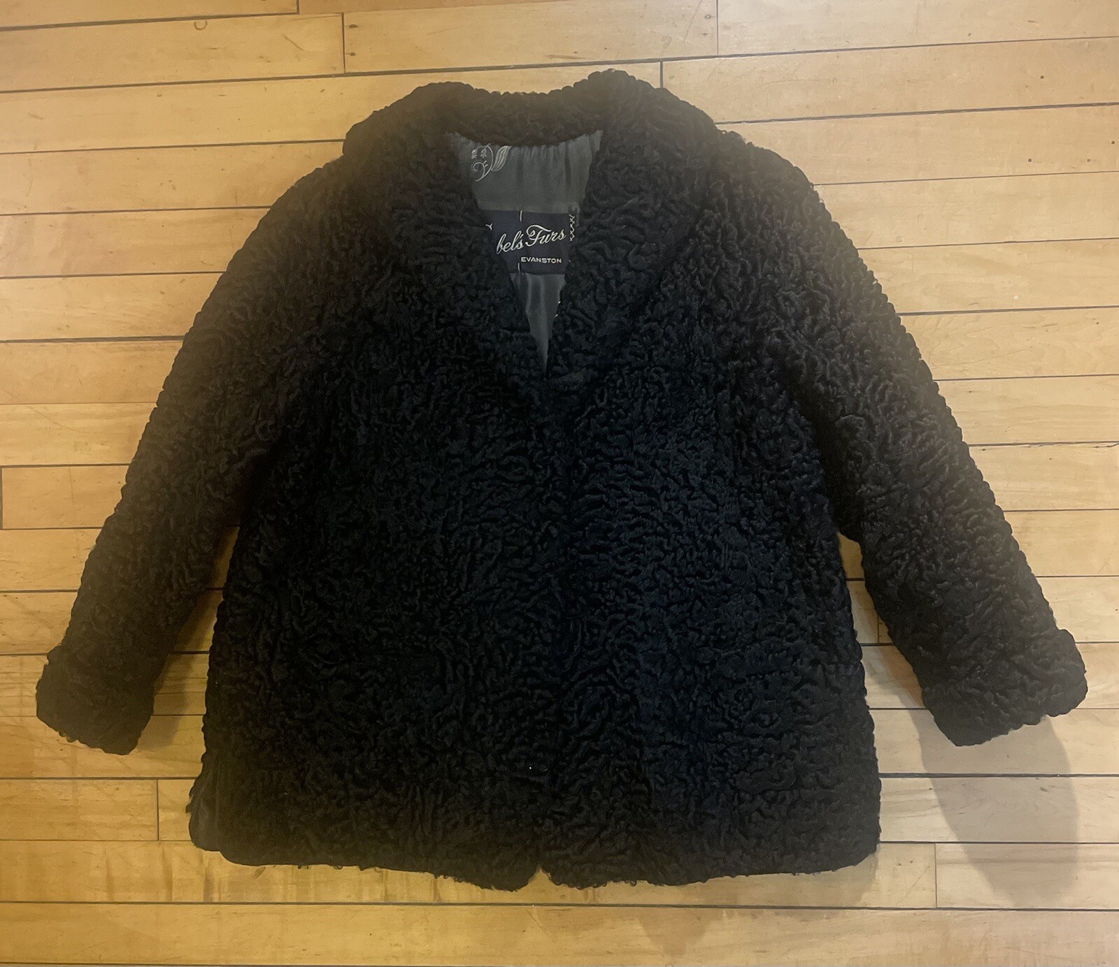 Vintage 50s Sobels Black Persian Curly Lamb Wool Coat… - Gem