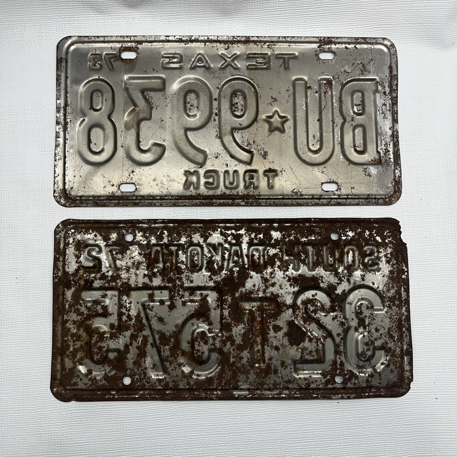 Vtg 1972-73 Lot Of 2 License Plates Texas South Dakota | eBay