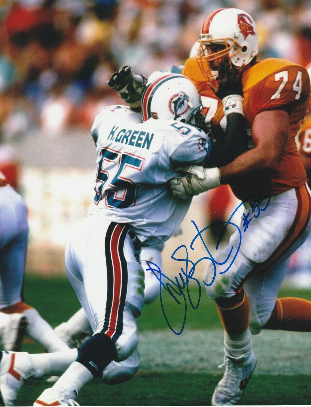 HUGH GREEN MIAMI DOLPHINS ACTION SIGNED 8x10 | eBay