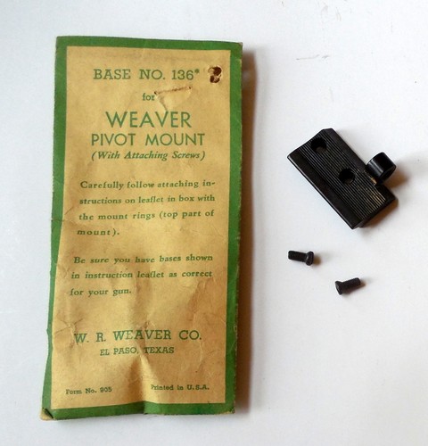 Weaver Pivot Scope Mount/Base #136 For Remington, BSA, Enfield ...
