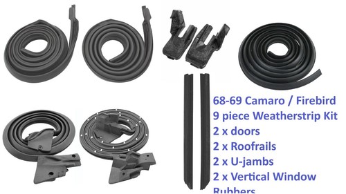 68-69 Camaro Firebird Door Roof Rail Weatherstrip Rubber SEALS NEW 9 ...