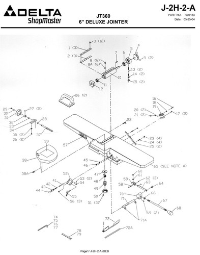 Delta 6" Jointer Model JT360 Instruction & Parts List Manual #2036 | eBay