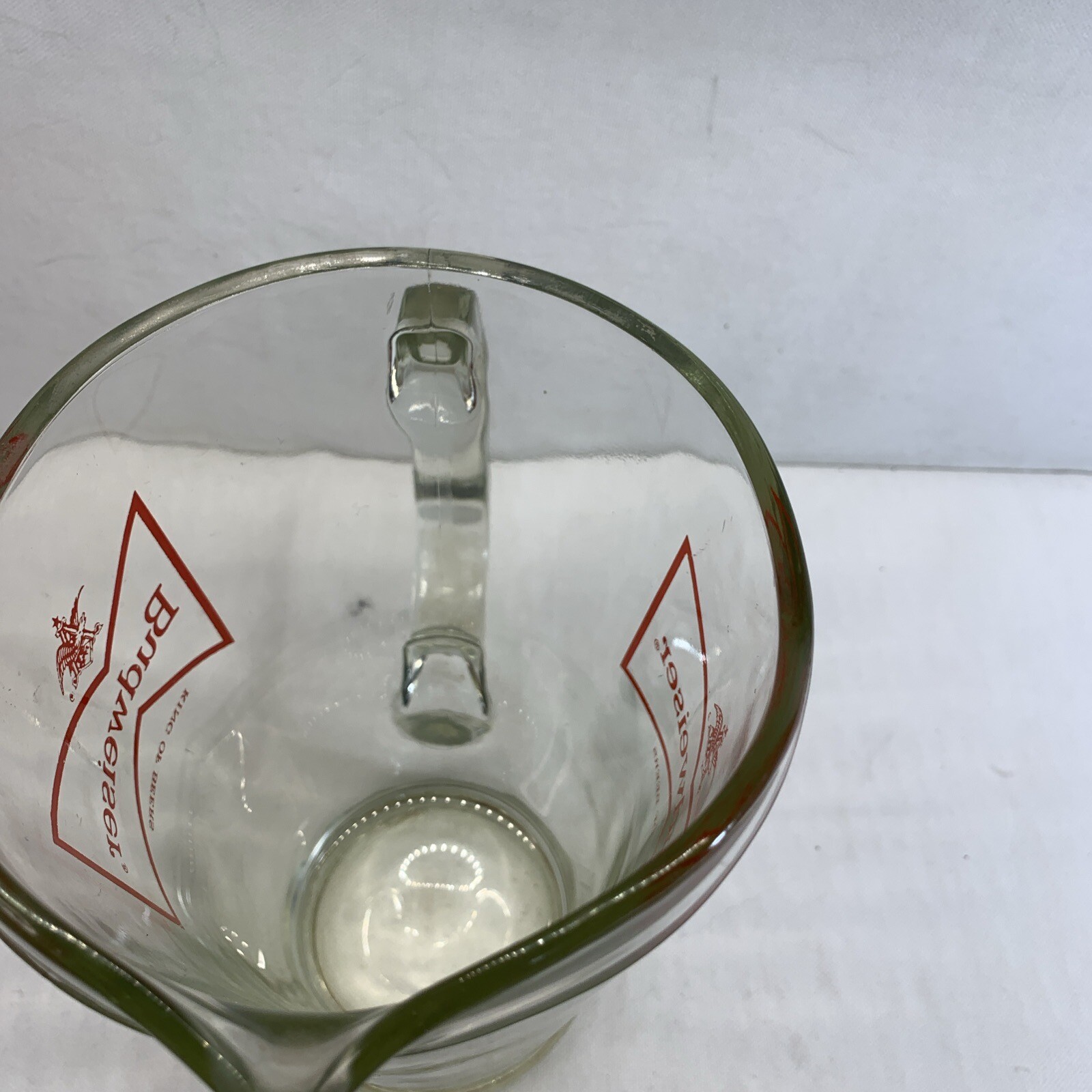Budweiser Clear Heavy Glass Draft Beer Pitcher Red Label Barware ...