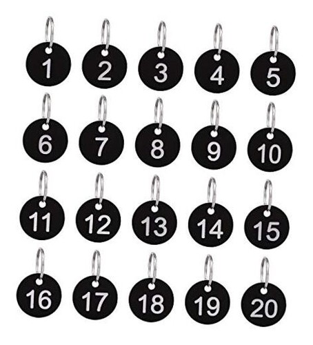 Numbers Tags 20 Pack 35mm Round Numbered Tags Plastic Small Key Tags 20 ...