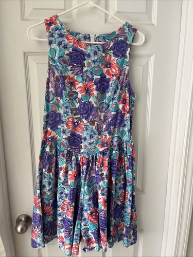 Eber San Fran VTG 80s Summer Floral Sleeveless Romper Cotton Smocked Sz ...
