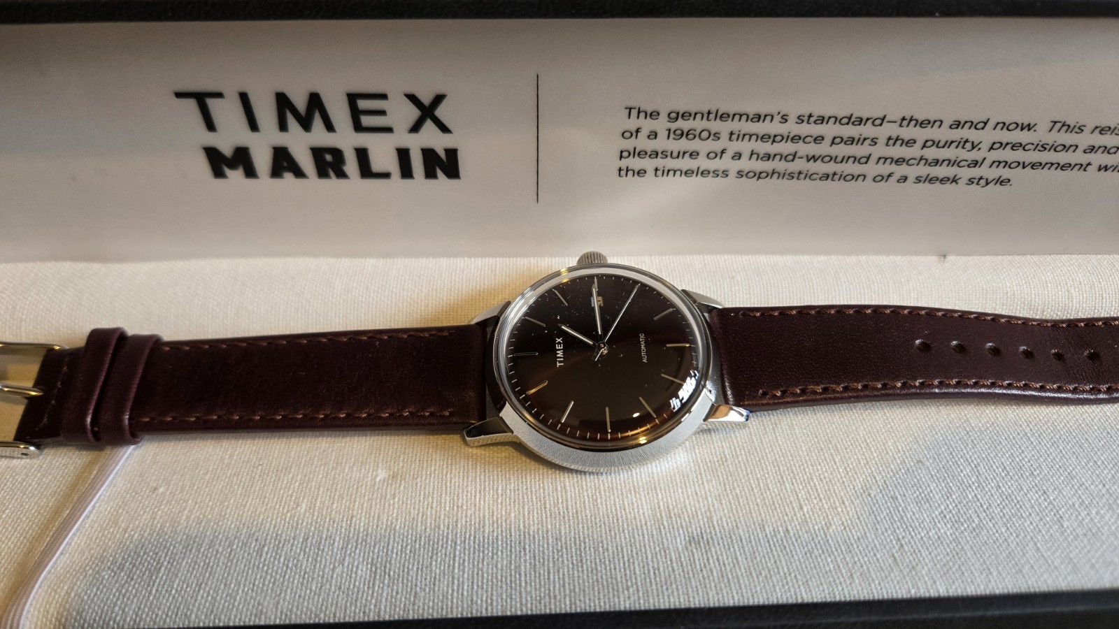 Timex Marlin Burgundy Red Leather Strap Automatic Men… - Gem