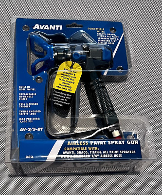Avanti Airless Paint Spray Gun 58056. w/Built-In Hose Swivel ...