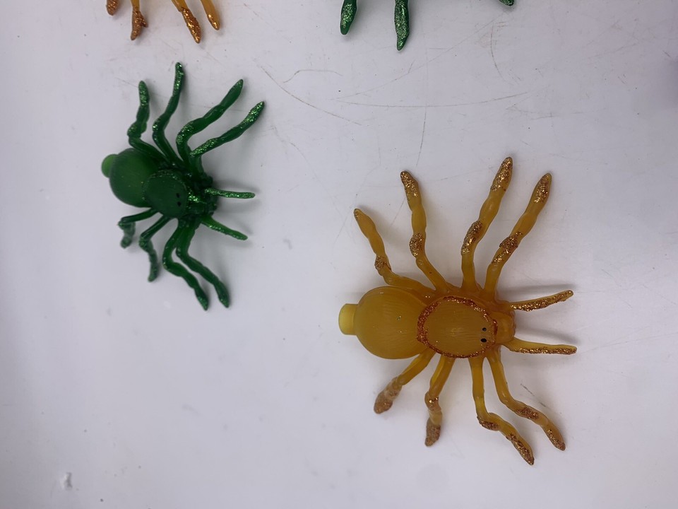 Lot of 11 Plastic Spiders 3" Long String Light Covers Purple, Green ...