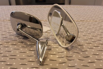 UNIVERSAL CLASSIC CAR MIRRORS PAIR CHROME DOOR FENDER CLASSIC CAR Fit ...