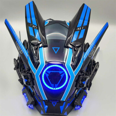 Nightclub Bar Mask Halloween Mask Cosplay LED Cyberpunk Mask with Blue ...