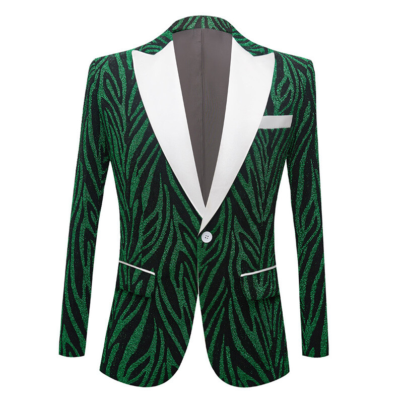 Men Zebra Stripe Lurex Jacket Suit Blazer Fancy Dress Showman Costume ...