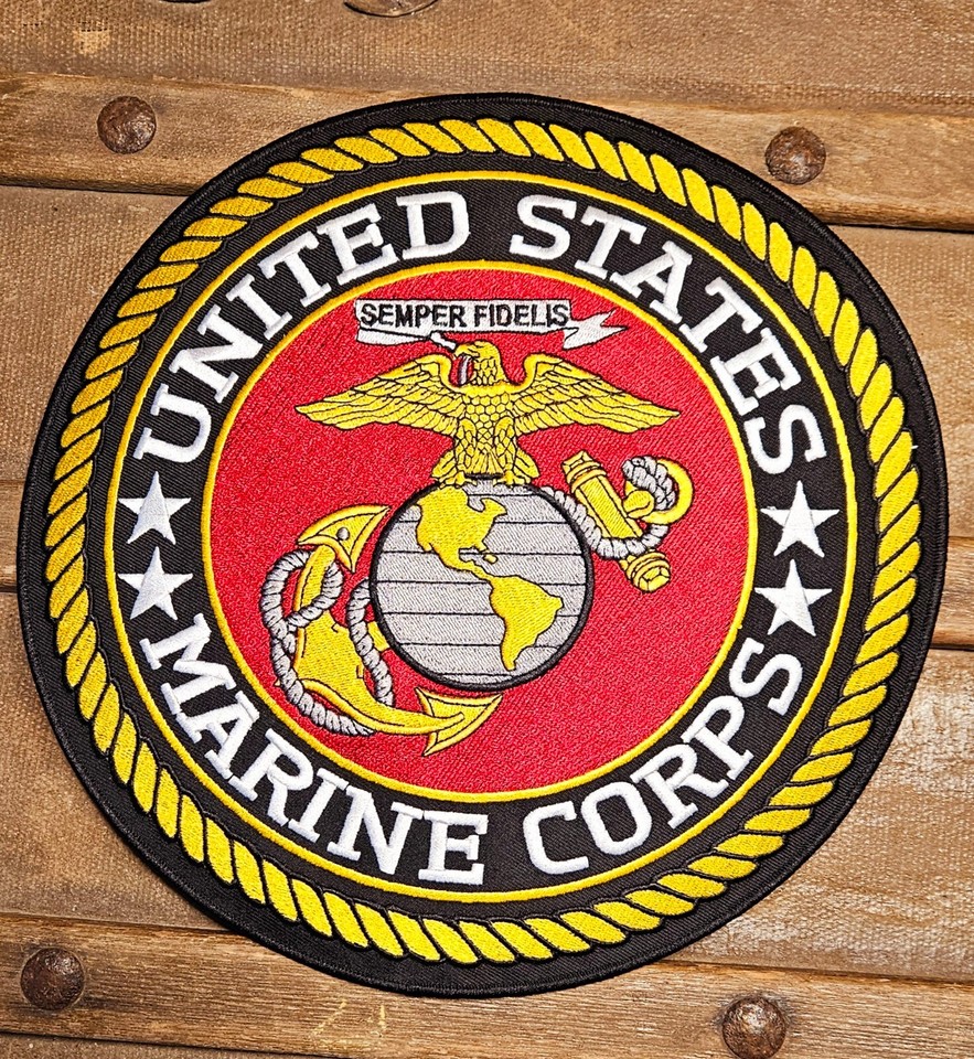USMC MARINE CORPS 10" BACK PATCH Semper Fi Military Biker Vet America ...