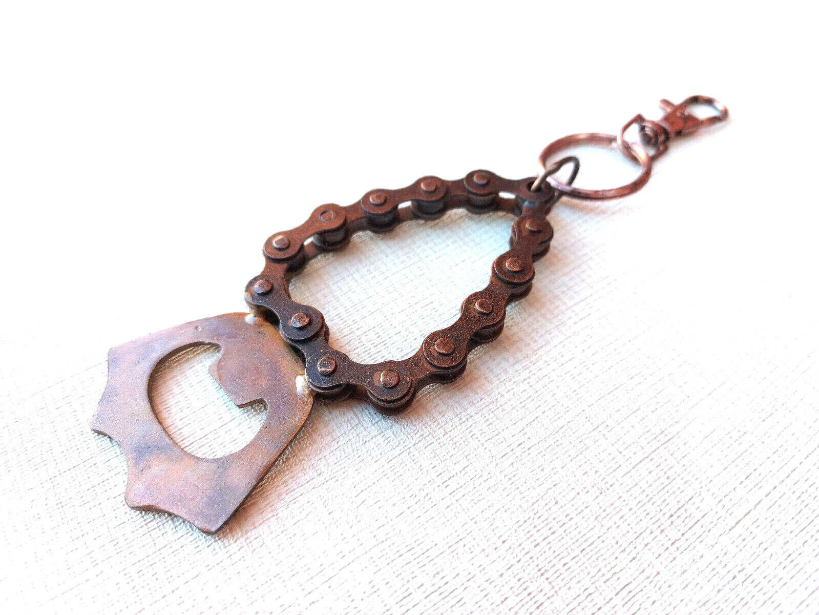 Keyring - Recycled Bike Bicycle Chain with Bottle Top Opener Handmade ...
