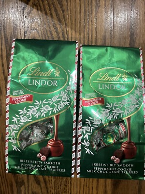 2 Lindt Lindor 8.5oz Peppermint Cookie Milk Chocolate Truffles FRESH 3 ...