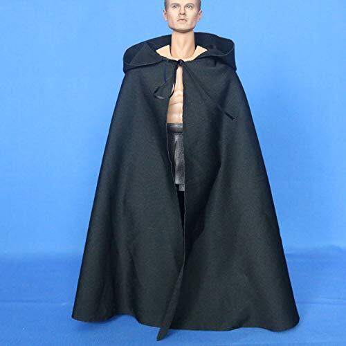 1:6 Scale Medival Knights Soldier Cloak Gown Hooded Cape for 12" Black ...