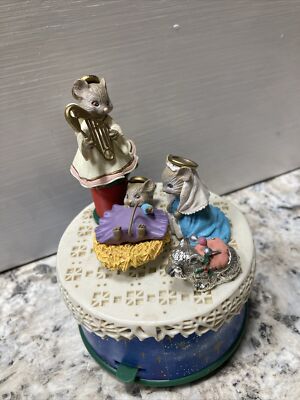 Enesco music box Mice Joy To The World Christmas Jesus | eBay