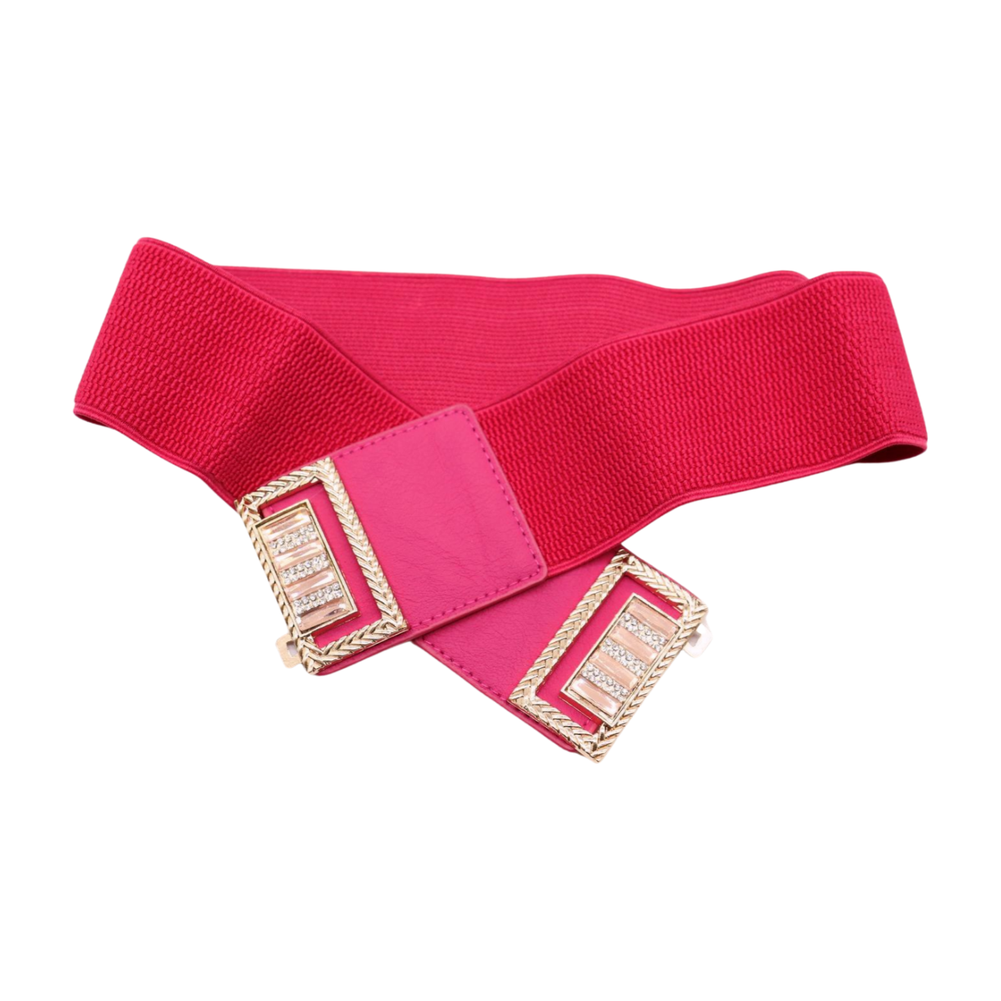 Women Pink Elastic Fashion Belt Gold Bling Square Buckle S M | eBay