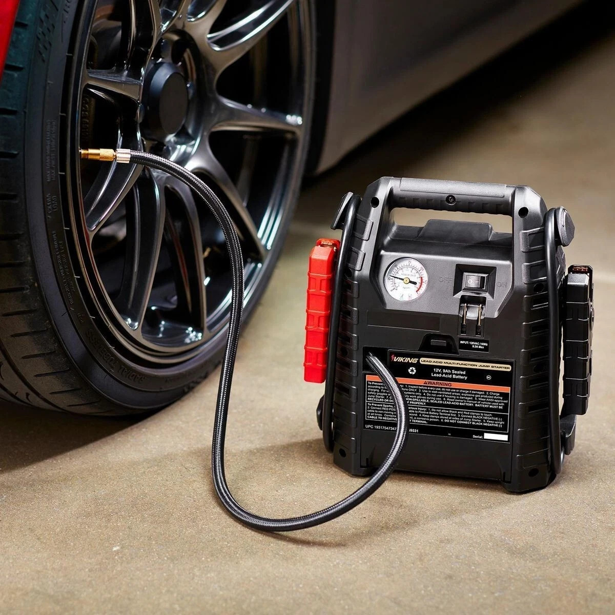1000 Peak Amp Lead-Acid Multifunction Car Jump Starter Power Pack Air ...