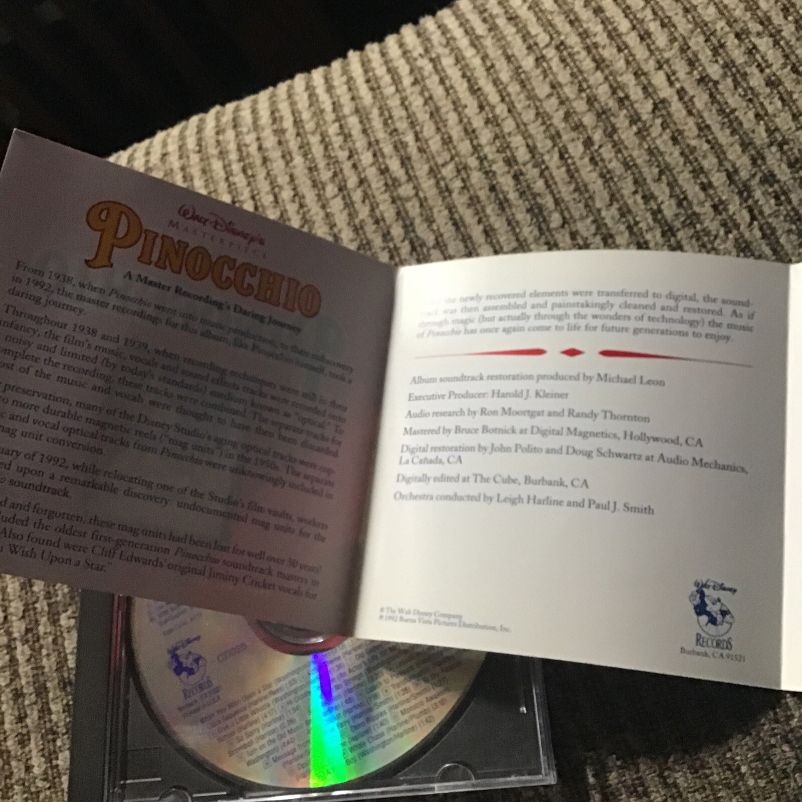 PINOCCHIO 1940 CD ORIGINAL SOUNDTRACK REMASTERED EDITION 25TRX | eBay UK