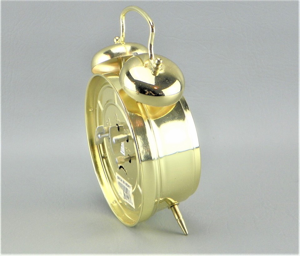 Bulova Brass Double Twin Bell Glow Keywind Travel Alarm Desk Nightstand ...