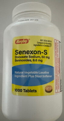 Rugby Senexon-S Senna & Dousate Sodium 1000ct (Generic Senokot S) -Exp ...