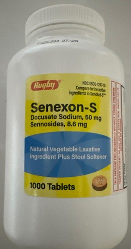 Rugby Senexon-S Senna & Dousate Sodium 1000ct (Generic Senokot S) -Exp ...
