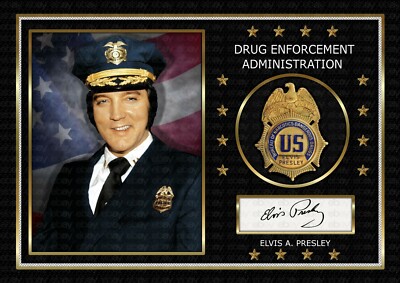 ELVIS PRESLEY - DEA - Police Badge - SIGNED ORIGINAL A4 PHOTO PRINT ...