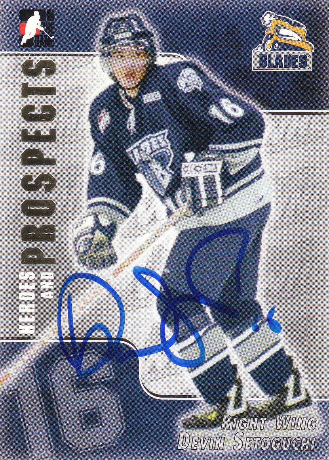 DEVIN SETOGUCHI BLADES AUTOGRAPH AUTO 04-05 ITG HEROES & PROSPECTS #225 ...