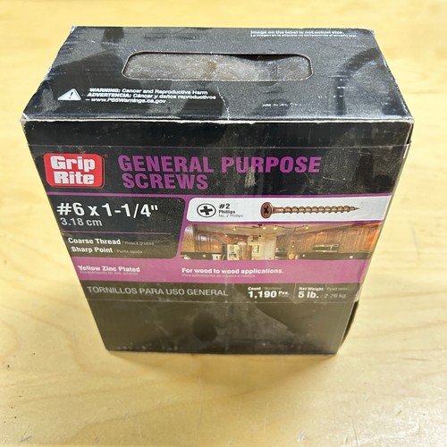 Grip Rite # 6 x 1-1/4 in. Philips Bugle-Head Coarse Thread Gold Screws ...