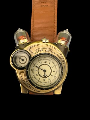 Thinkgeek TESLA WATCH Steampunk Leather band with key | eBay