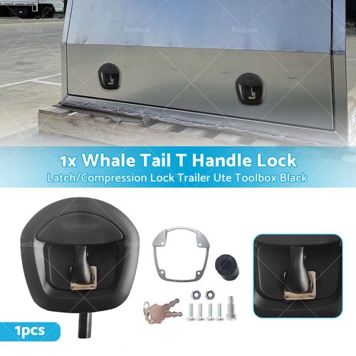 1x Black Recessed Folding T Lock / Handle (Trailer Toolbox) Drop T ...