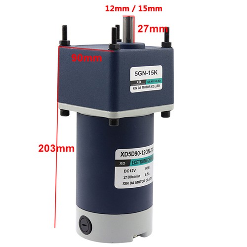 90W DC12V 24V 5D90GN Micro Gearmotor Metal Gear Box Motor Silent 10RPM ...