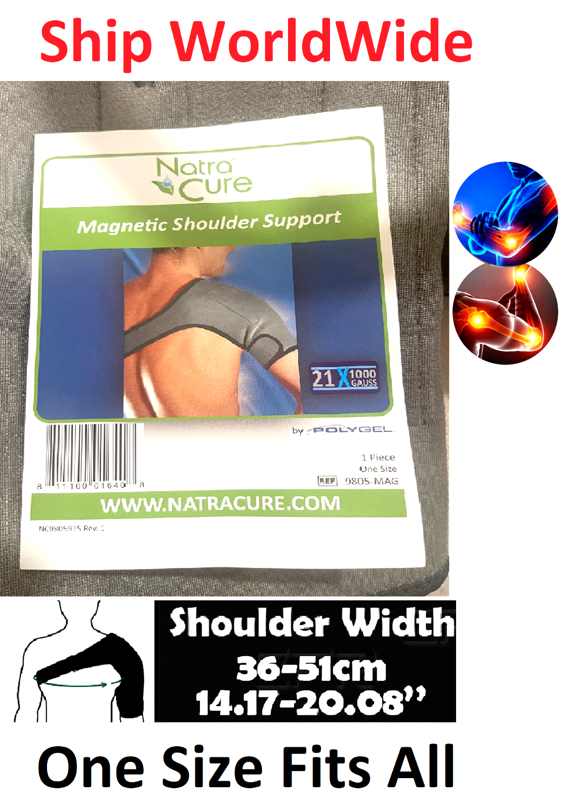 Unisex Magnetic Shoulder Brace Support Strap Wrap Neoprene Rotator Cuff ...
