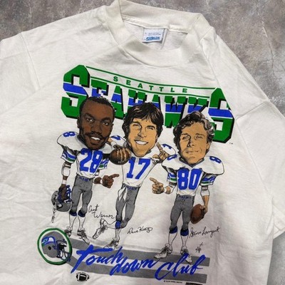 Seattle Seahawks 1987 Graphic Touchdown Caricature White T shirt HN4771 ...