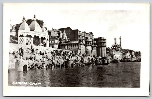 Postcard Scindia Ghat Ganges River India RPPC C143 | eBay
